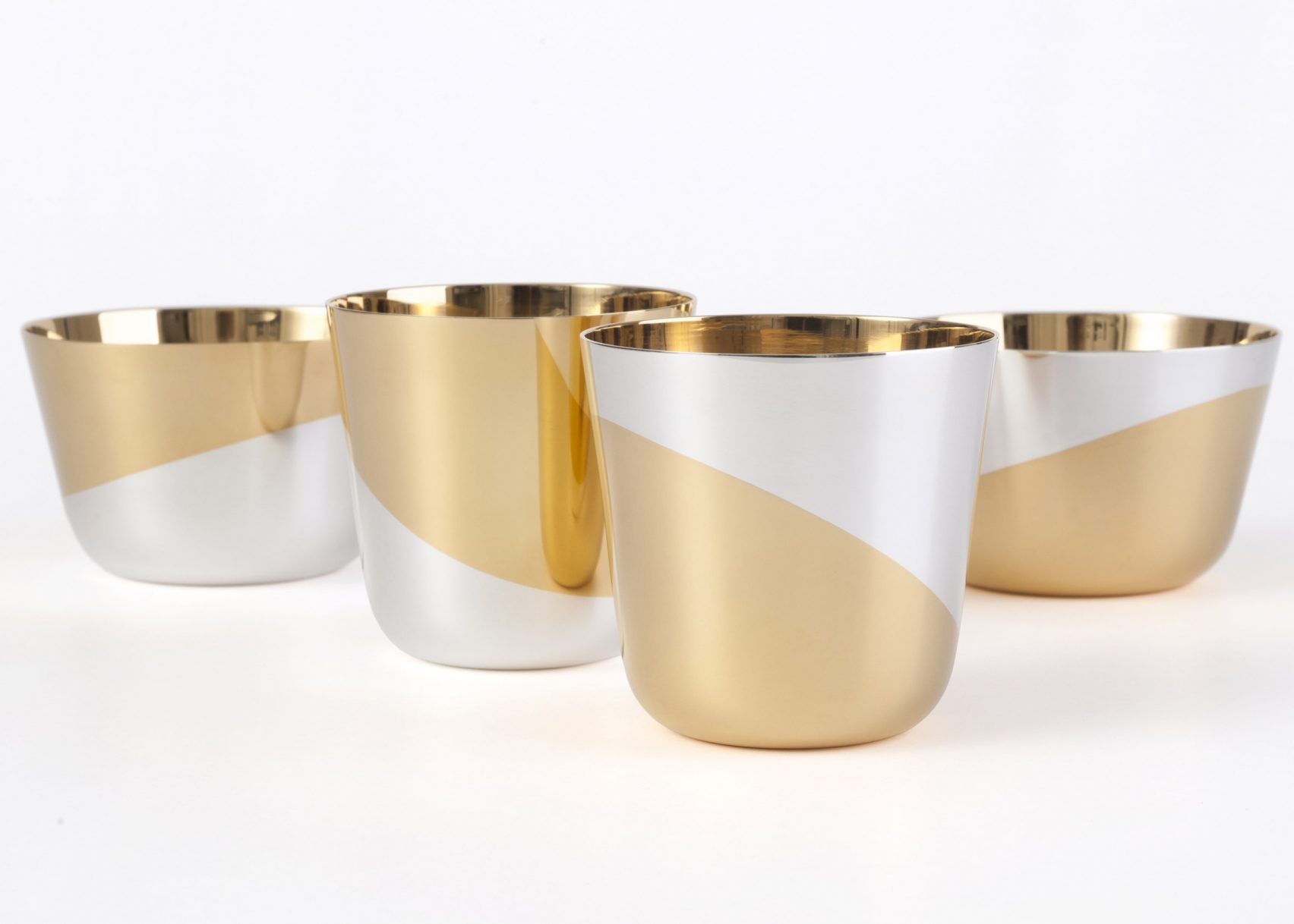 Thomas Feichtner Designs Set Of Minimal Vessels Partially Dipped In Gold