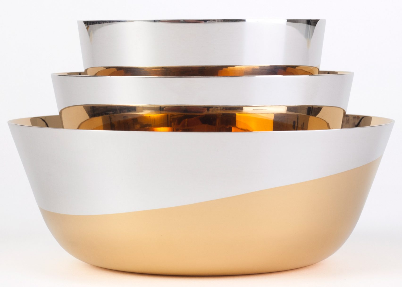 Thomas Feichtner Designs Set Of Minimal Vessels Partially Dipped In Gold