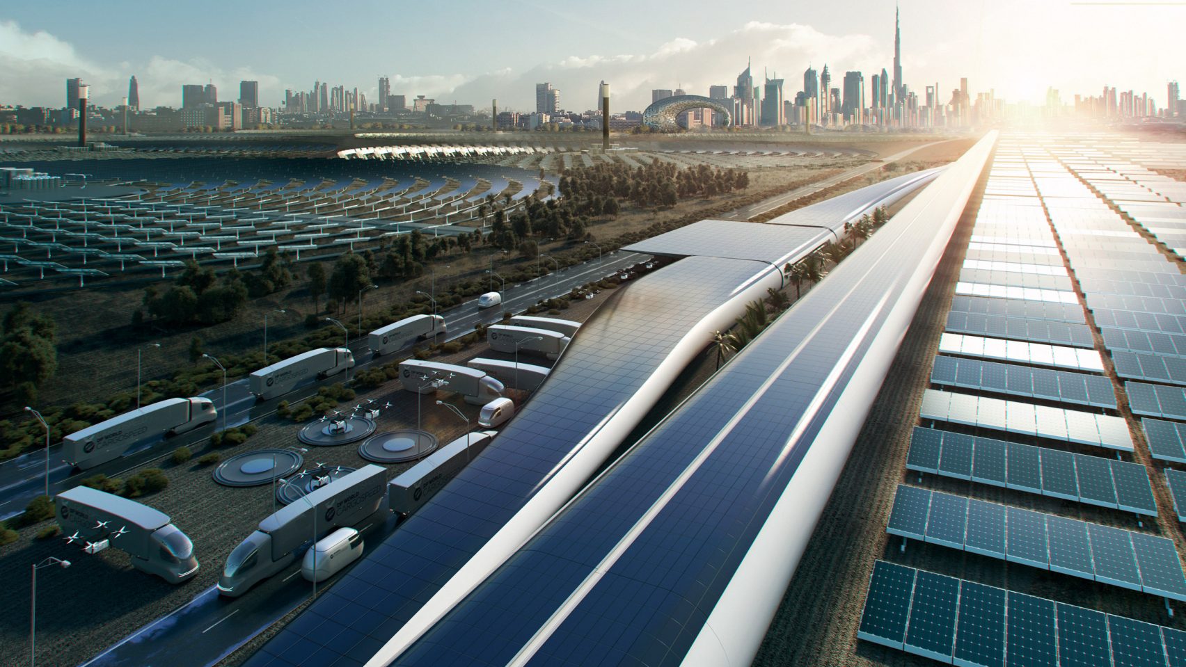 Foster Partners Presents Vision For Hyperloop Cargo Network