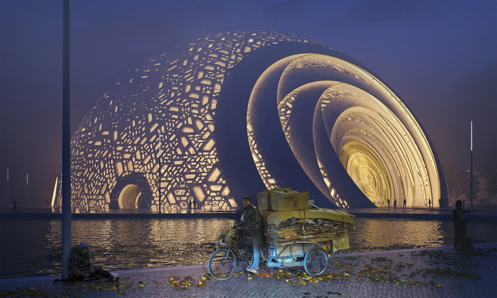 Puzzle Ball Theatre will be covered in geometric interlocking concrete ...