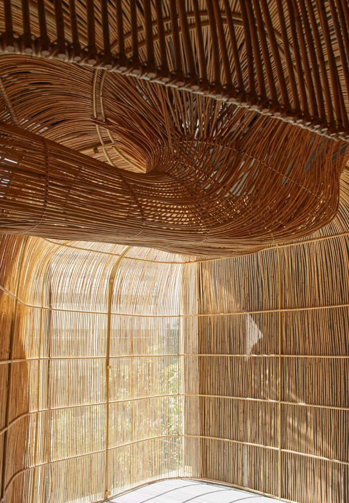 Rattan yoga pods create "space of captivating calmness" in Bangkok