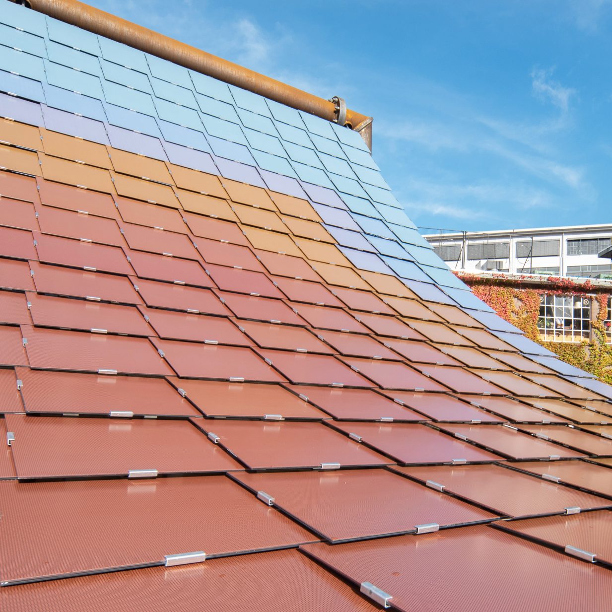 Solar Pavilion is a canopy topped with 380 colourful solar panels