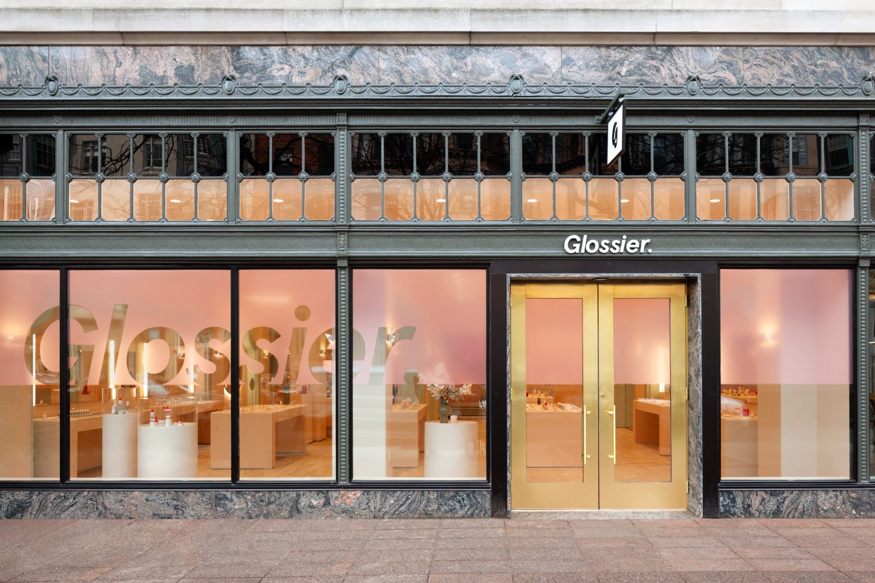 Glossier Boston Store Features Pastel Green Mouldings