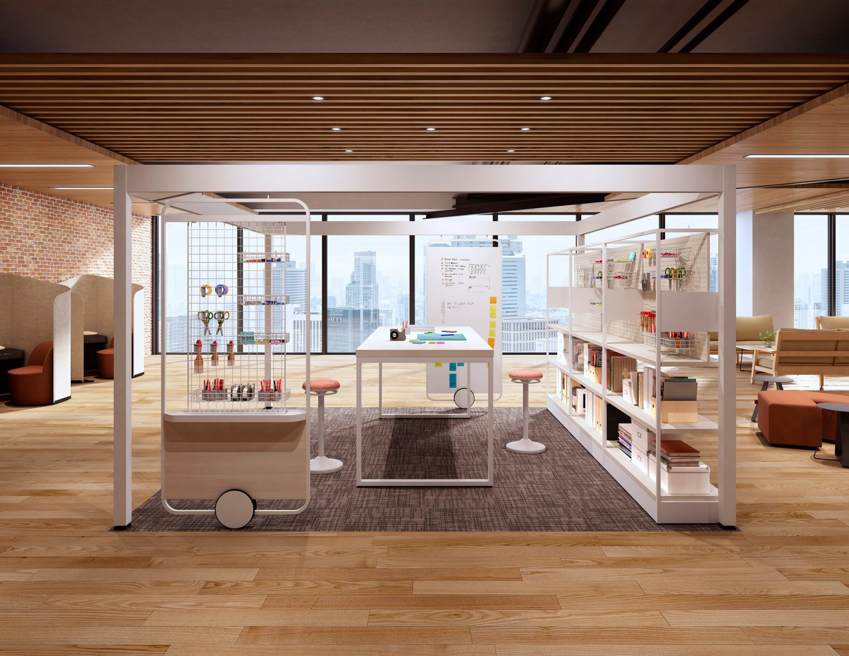 Lives Post Beam Workspace By Okamura Dezeen Showroom 1296