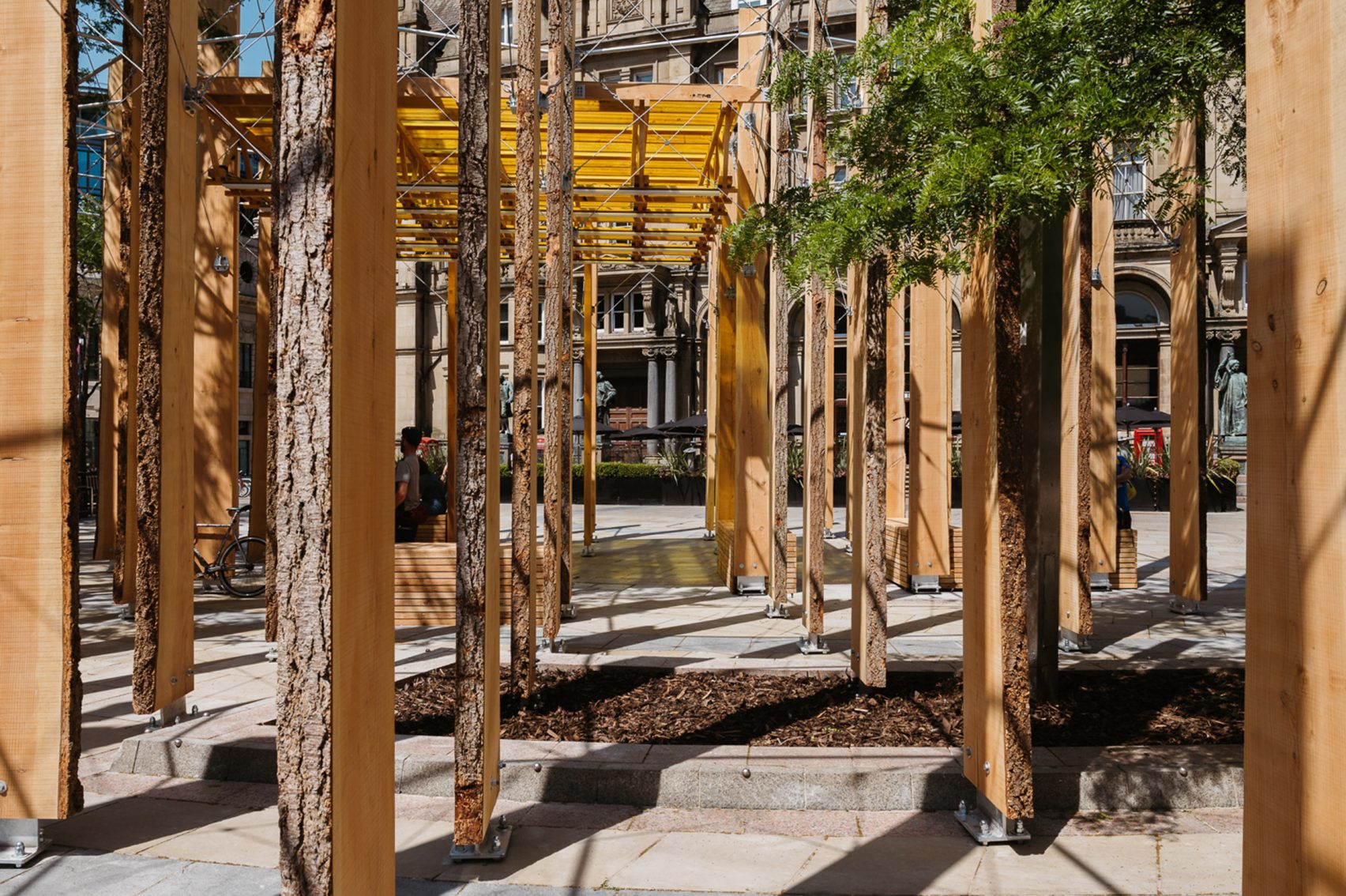 Studio Bark designs "sculptural forest" timber installation for Leeds