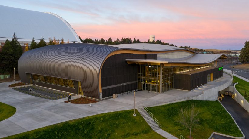 Idaho basketball arena by Opsis Architecture "breaks with convention"