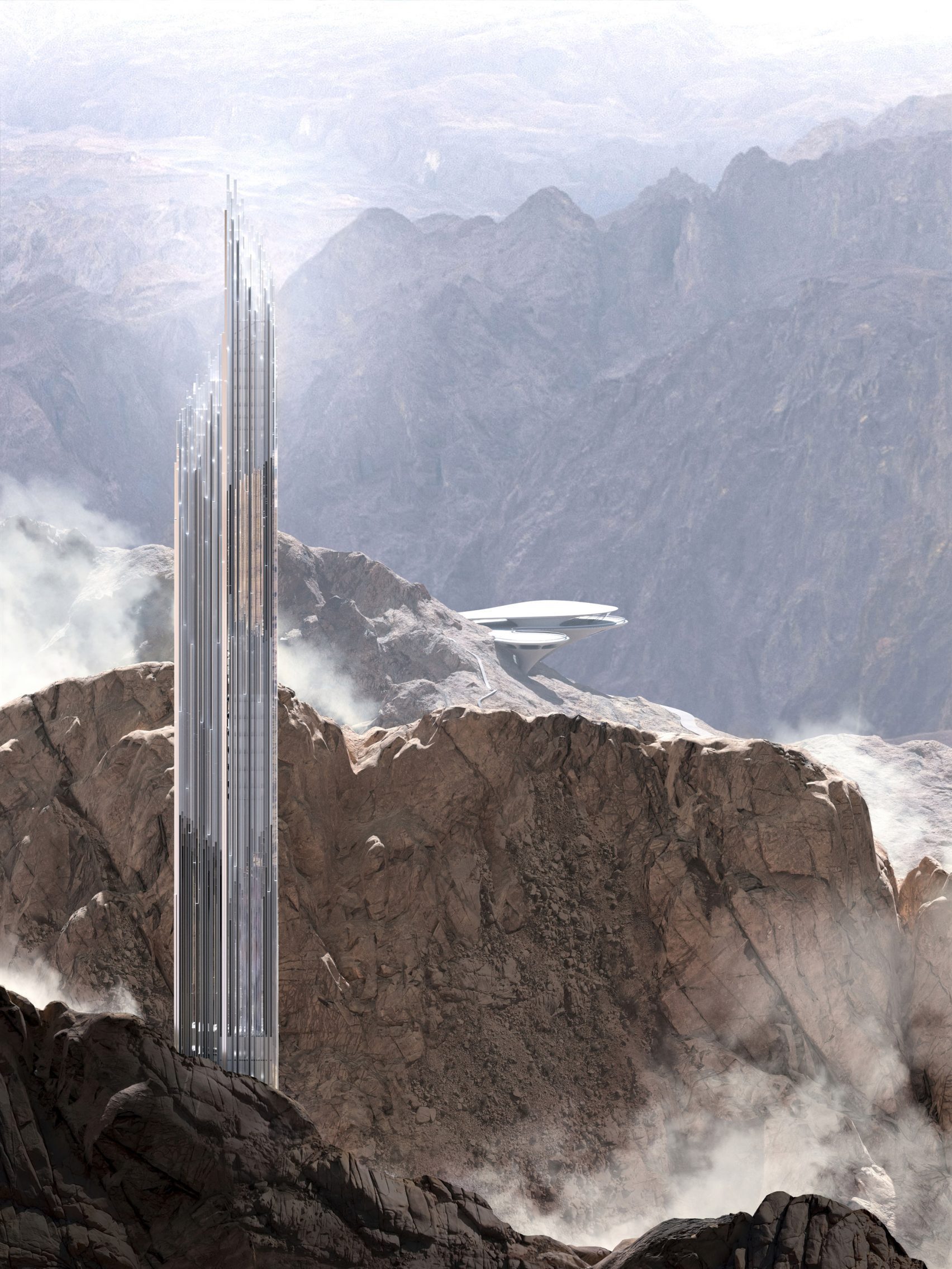 Neom, Zaha Hadid Architects의 크리스탈 스카이스크래퍼 렌더링 공개