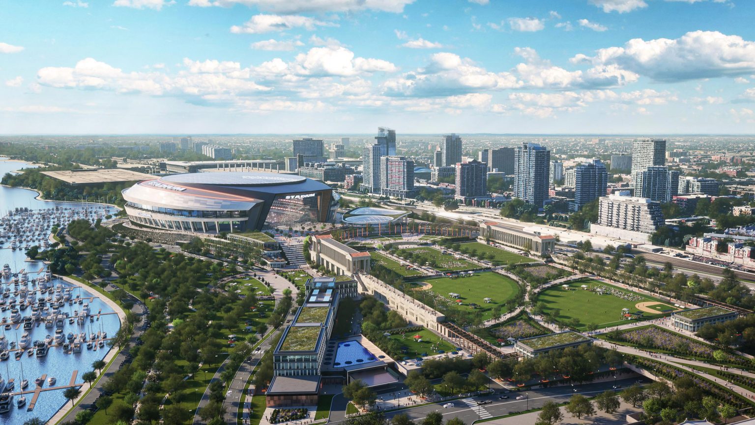 Manica designs glass-fronted stadium for Chicago Bears