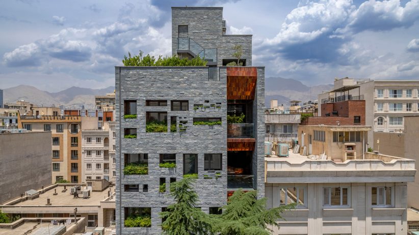 Glazed bricks reflect light into Tehran apartments by Hooba Design Group