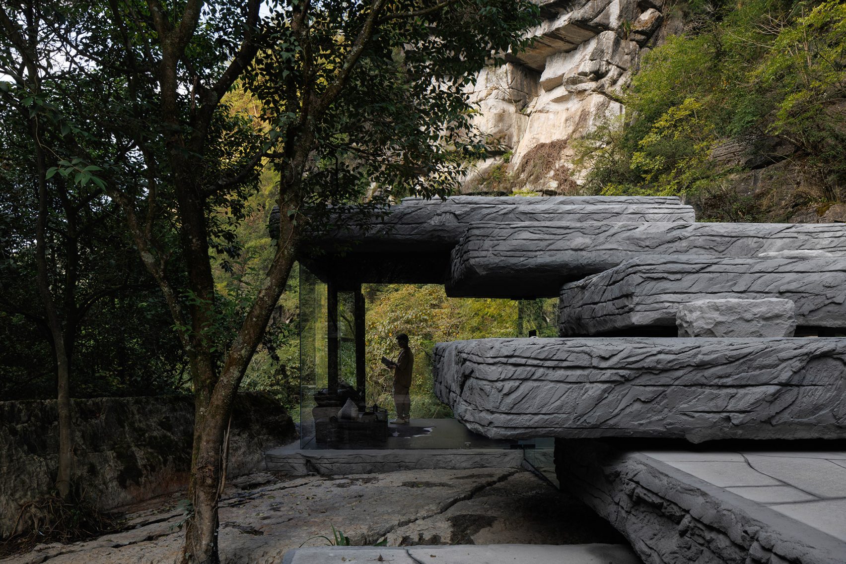 Imitation stone conceals Drifting Stones viewpoint in China by DoDesign