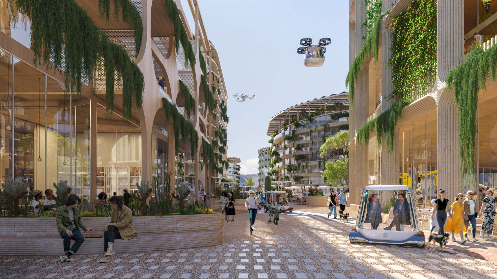 BIG's Telosa city includes circular transit hub and flying vehicles
