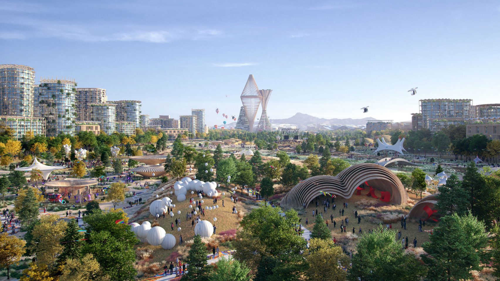 BIG's Telosa city includes circular transit hub and flying vehicles