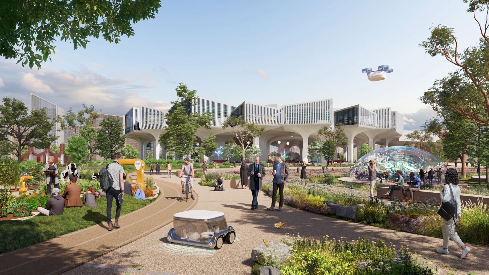 BIG's Telosa city includes circular transit hub and flying vehicles