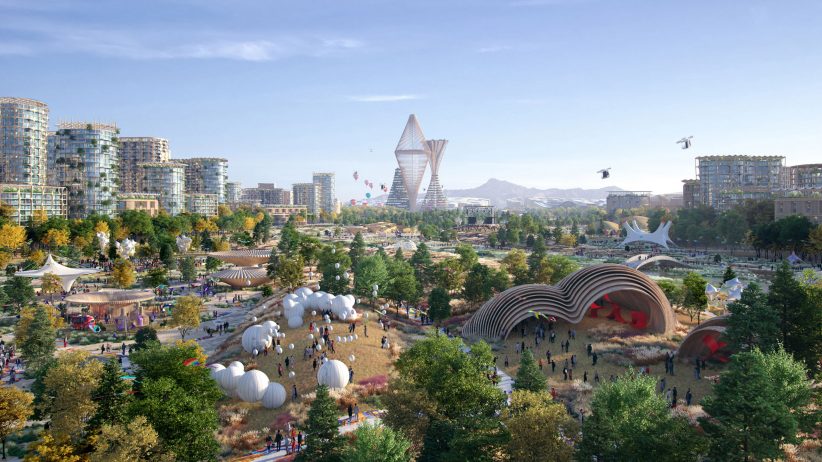 BIG's Telosa city includes circular transit hub and flying vehicles