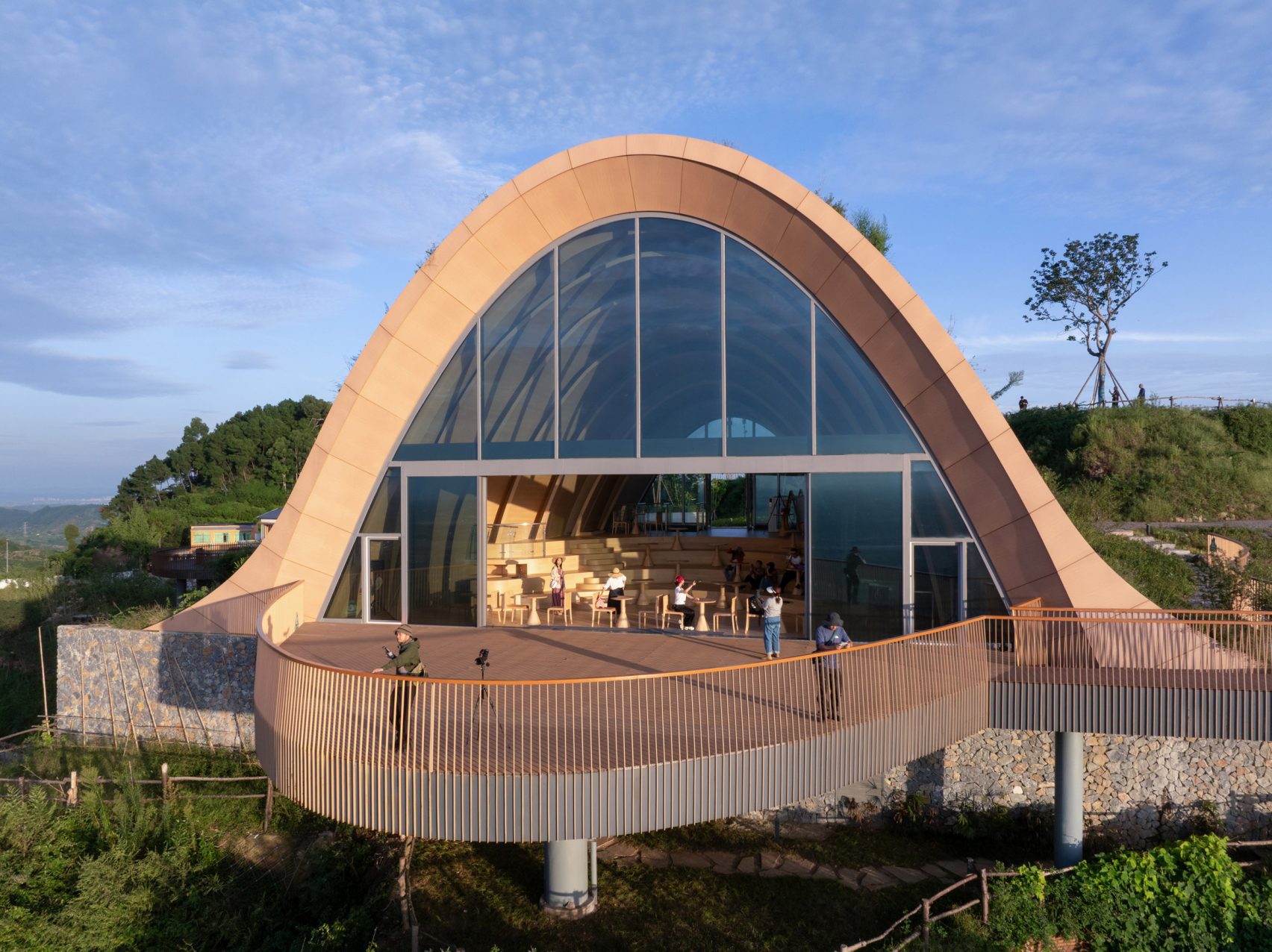 MVRDV crafts hill-shaped Pujiang Platform in Chengdu from timber