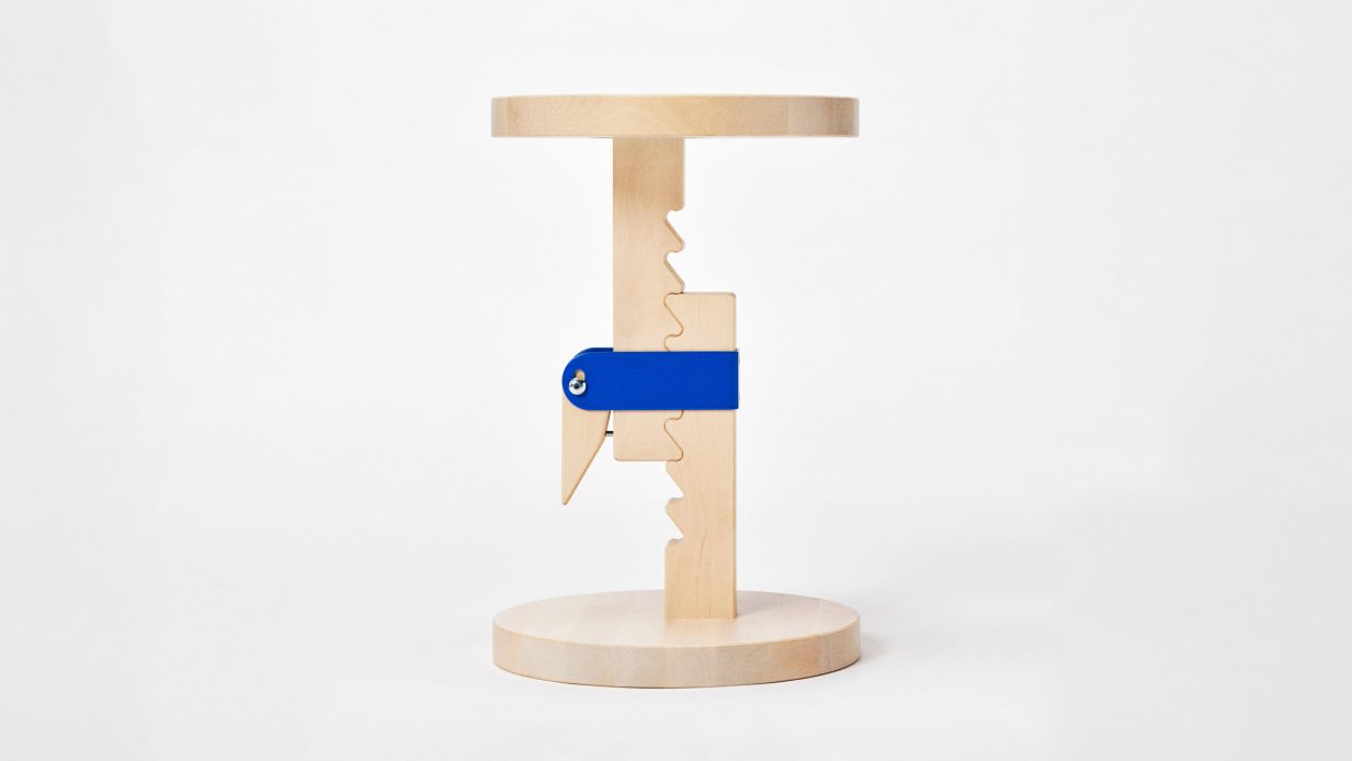Woodworking clamps inform playful height-adjustable IKEA stool