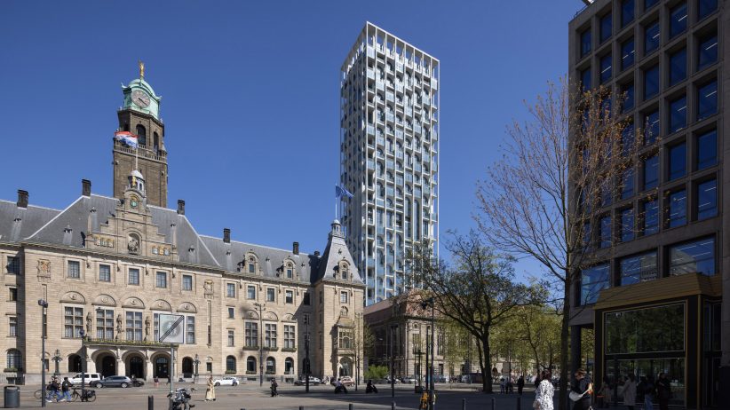 ODA skyscraper nears completion atop old post office in Rotterdam