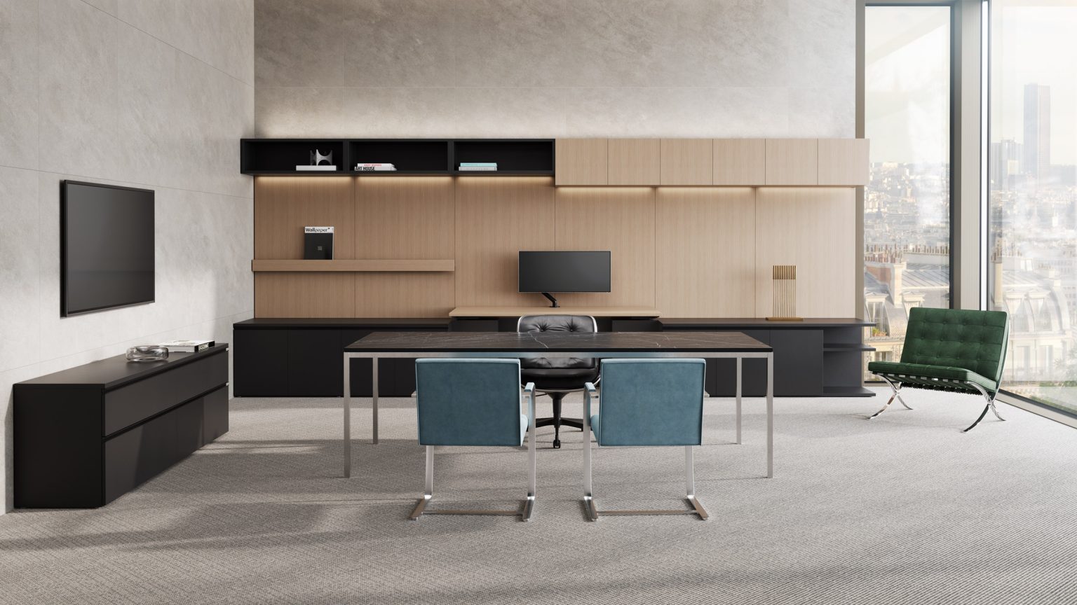Konzert office furniture system by Paolo Dell'Elce for Knoll